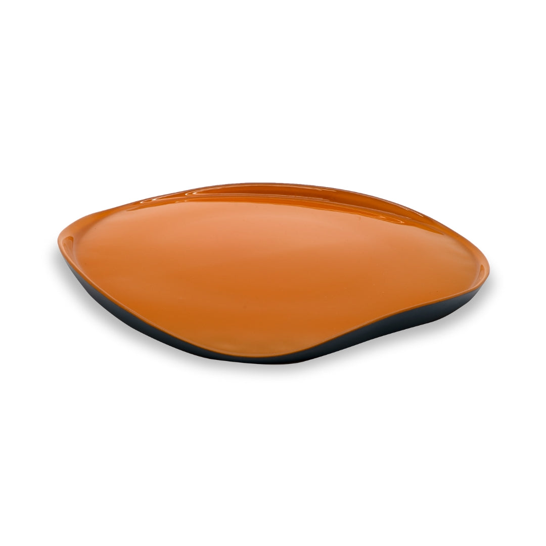 Splash Glass Dinner Plates Set of 2 | Navy & Orange | Inna Carton